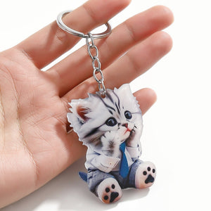 Wholesale Cute acrylic rocking chair kitten keychain
