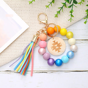 Wholesale Colorful Tassel Aztec Wood Chip Wooden Beads Beaded Wristlet ...