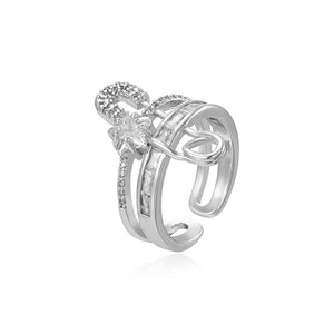 Wholesale 18k copper plated open paper clip adjustable ring